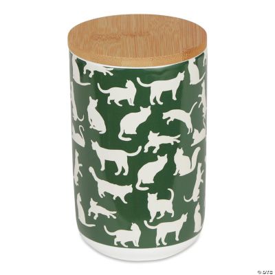 Cats Meow Ceramic Hunter Green Treat Canister