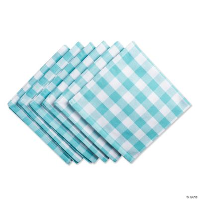Aqua-White Checkers Napkin (Set Of 6) | Oriental Trading