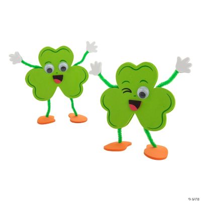 St. Patrick's Day Stand-Up Shamrock Chenille Stem Craft Kit - Makes 12 ...