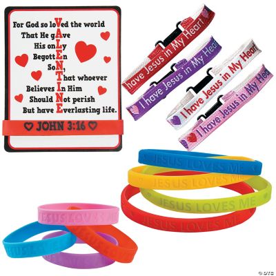 7 1/4" Bulk 96 Pc. Religious Valentine's Day Bracelet Assortment ...