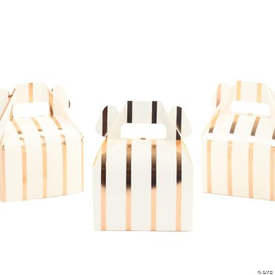 Rose Gold Foil Striped Gable Boxes With Handle, 36-Pack for Wedding ...