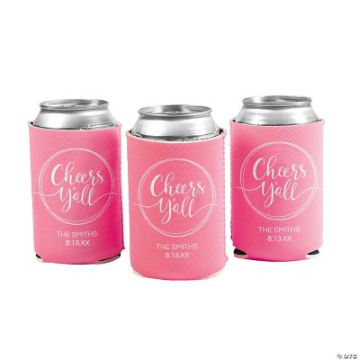 Personalized Premium Pink Cheers Y’all Can Coolers - 48 Pc.