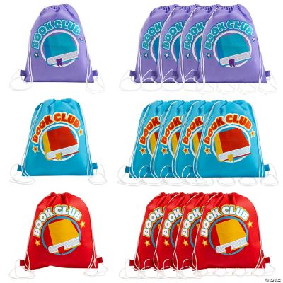 12" x 15" Medium Book Club Nonwoven Drawstring Backpacks - 12 Pc ...