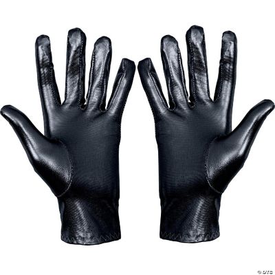 Skeleteen Metallic Black Costume Gloves - Shiny Black Superhero Evening ...