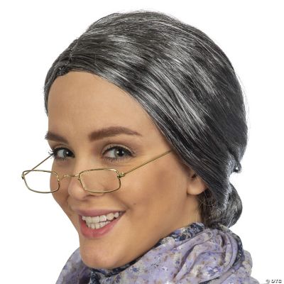 Skeleteen Old Lady Costume Set - Grey Granny Wig and Fake Gold ...