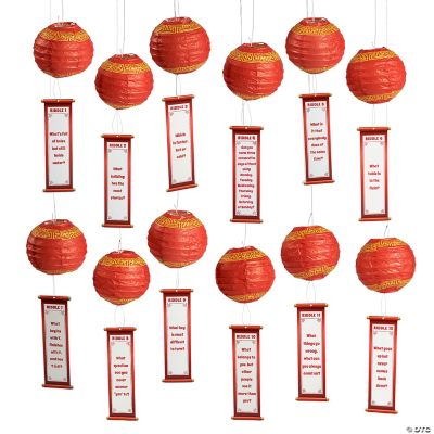 4 1/2" x 13 1/2" Lunar New Year Riddle Hanging Paper Lanterns - 12 Pc ...