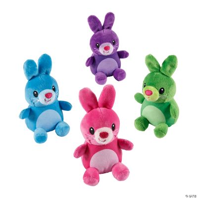 4 3/4" x 6" Brightly-Colored Chubby Stuffed Bunny Toys - 12 Pc ...