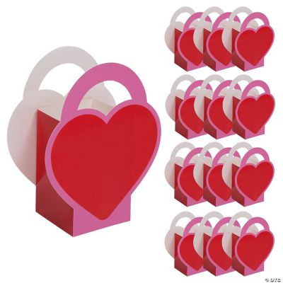 5 3/4" x 7" Valentine's Day Heart Favor Boxes with Handles - 12 Pc ...