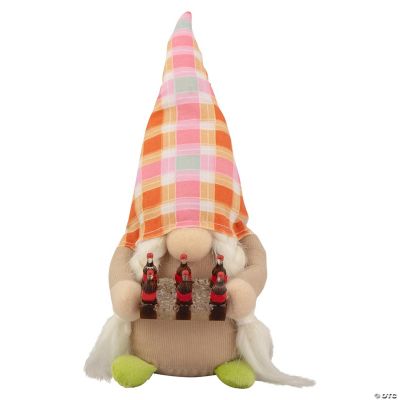 Northlight 9" pink and orange plaid springtime gnome | Oriental Trading