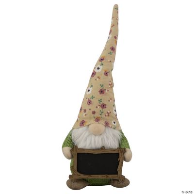 Northlight 16" yellow floral springtime gnome with message board ...