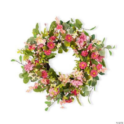Melrose Home Decorative Mixed Floral Wreath 28"D Twig/Fabric