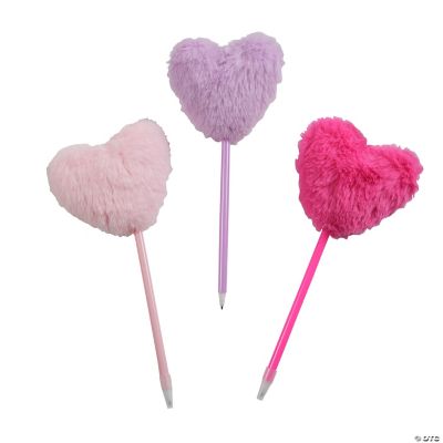 5 3/4" x 3 3/4" Valentine Pens with Stuffed Heart Topper - 12 Pc ...