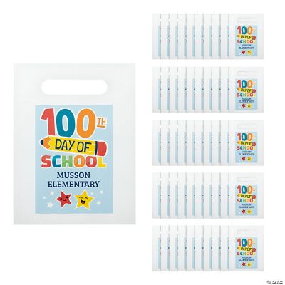 7 1/2" x 10" Bulk 50 Pc. Personalized 100th Day of School Paper Treat ...