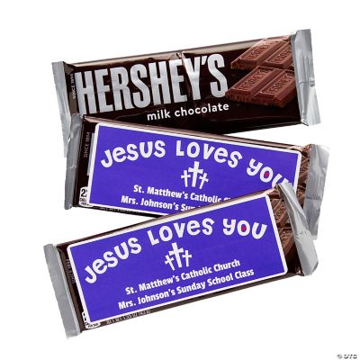 5 1/4" x 2" Personalized Jesus Loves You Candy Bar Labels - 12 Pc ...