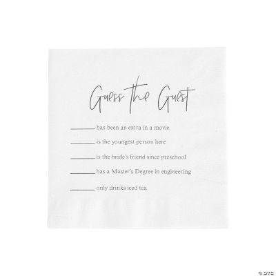 5" Bulk 50 Ct. Personalized Guess the Guest Beverage Napkins | Oriental ...