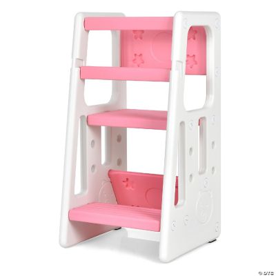 Costway Kids Kitchen Step Stool with Double Safety Rails Toddler ...