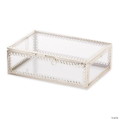 Silver Trim Glass Box 3X6.25X3"