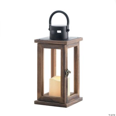 Lodge Wooden Lantern With Led Candle 10.75" | Oriental Trading