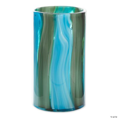 Large Blue Cylinder Glass Vase 5.75X5.75X10.25"