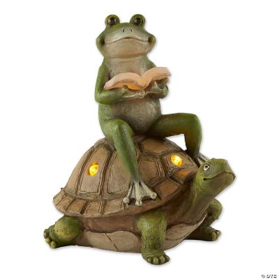 Frog And Turtle Solar Statue 10.5X7X11"