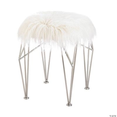 Fur Stool With Prism Legs 14X14X18" | Oriental Trading