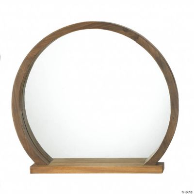 Round Wooden Mirror With Shelf 17.75X2.75X16"