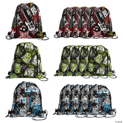 Medium Life on the Edge Gamer, Skater & Rocker Printed Drawstring Bags ...