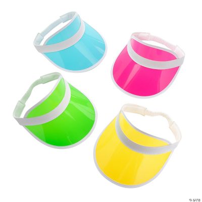 24" circ. Retro Style Bright Neon Colored Transparent Visors - 12 Pc ...