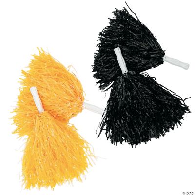 10" Black & Gold Team Spirit Cheer Pom-Poms Set