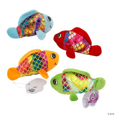 24 Pc. 8 1/2" Stuffed Shiny Multicolor Fish with Card for 12 | Oriental ...