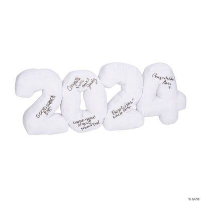 22" x 8" Class of 2024 Autograph White Stuffed Pillow - Discontinued