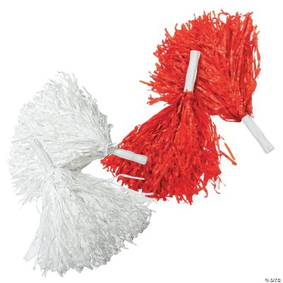 10" Red & White Team Spirit Cheer Pom-Poms Set - 24 Pc.