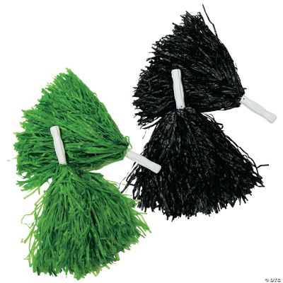 10" Green & Black Team Spirit Cheer Pom-Poms Set - 24 Pc. | Oriental ...