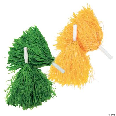 10" Green & Gold Team Spirit Cheer Plastic Pom-Poms - 24 Pc.