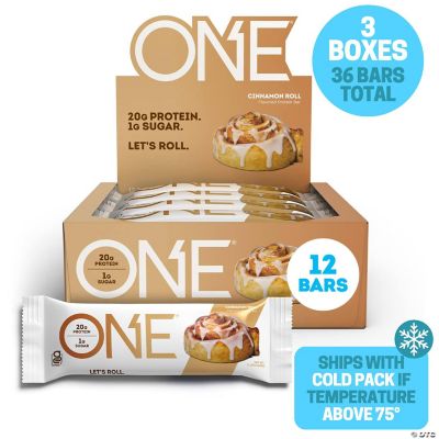 ONE Protein Bars Cinnamon Roll 20g Protein 2.12 Ounce 36 Bars Bundle of 3