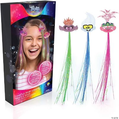 Trolls World Tour Hair Lights 3pk Fibre Optic Color Extensions Clips ...