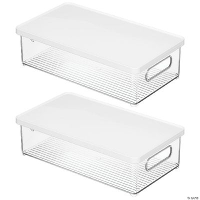 mDesign Small Plastic Bathroom Storage Bin Box, Handles/Lid, 2 Pack ...