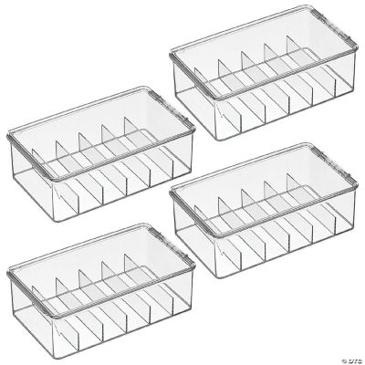 mDesign Plastic Kitchen Organizer Bin w/ Hinged Lid; 6 Sections - 4 ...
