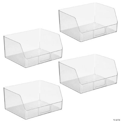mDesign Wide Plastic Food Storage Bin, Label Holder - 12" Width - 4 ...