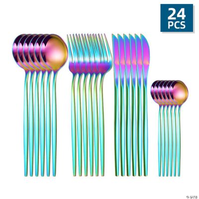 24pcs/Set Stainless Steel Cutlery; Portuguese Cutlery Spoon; Western ...