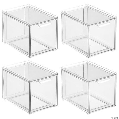 mDesign Plastic Stackable Bathroom Storage Organizer with Drawer, 4 ...