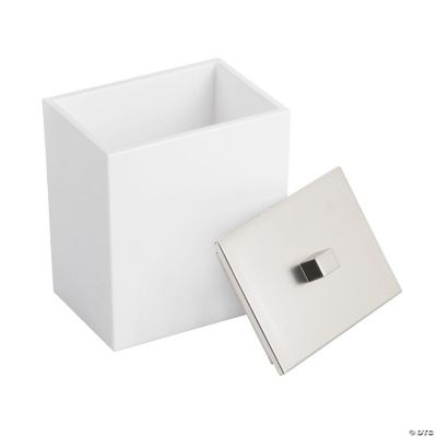 mDesign Plastic Rectangle Apothecary Canister, 2 Pack, White/Brushed ...