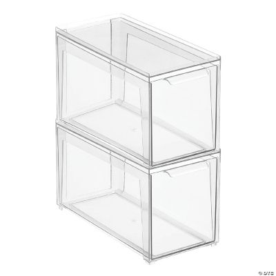 mDesign Plastic Stackable Bathroom Storage Organizer with Drawer, 2 ...