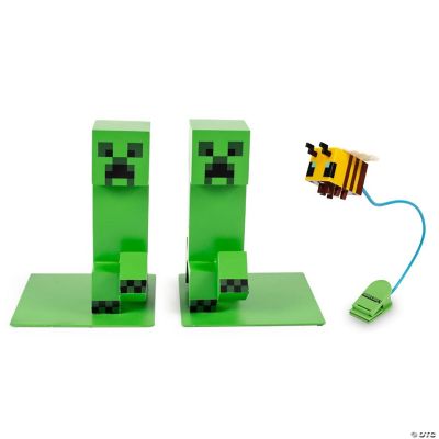Minecraft 2-Piece Reader Bundle Bee Reading Light & Creeper Bookends ...