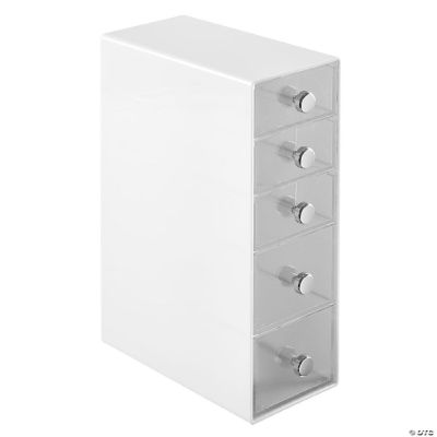 mDesign Plastic 5-Drawer Stackable Makeup Organizer for Vanity, White ...