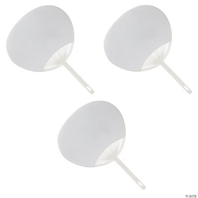 8" x 11" White Plastic Hand Fans - 12 Pc. | Oriental Trading