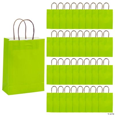 6 1/2" x 9" Bulk 36 Pc. Medium Lime Green Kraft Paper Gift Bags