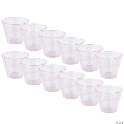 9 oz. Mega Bulk 100 Ct. Small Clear Disposable Plastic Cups with Pink ...