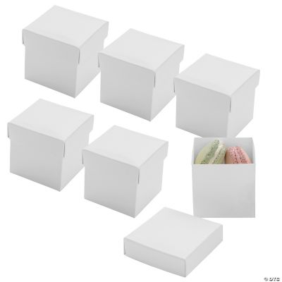 2 1/2" Bulk 48 Pc. White Square Disposable Paper Macaron Boxes with Lid ...