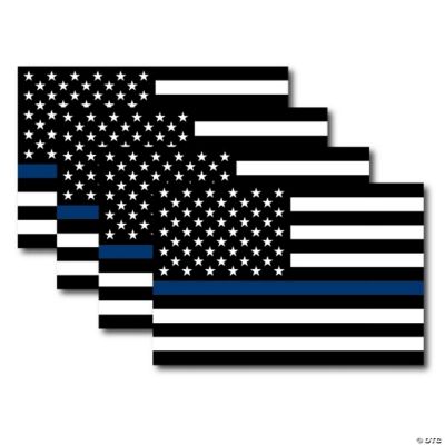 Magnet Me Up Thin Blue Line Magnet Decal, 4x6", 4 Pack, Black and Blue ...